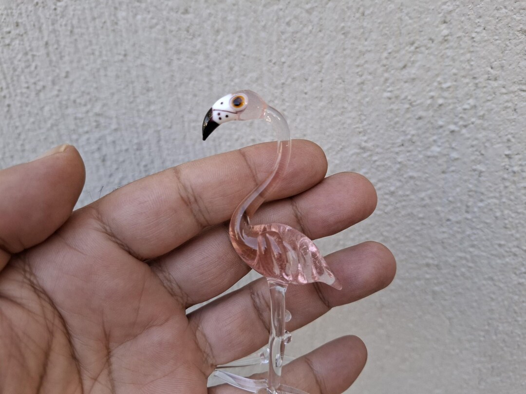 Glass Flamingo, Hand Blown Glass Bird Figurine, Glass Flamingo Ornament ...