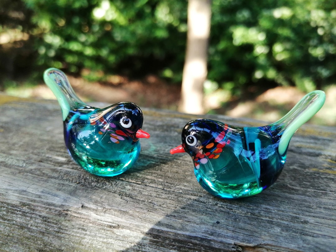 1 Pcs of Glass Bird, Hand Blown Glass Bird Figurine, Glass Bird ...