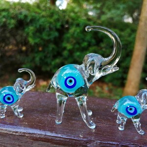 Glass Elephant Family, 3 PCS Glass Elephant Figurines, Murano Elephant ...