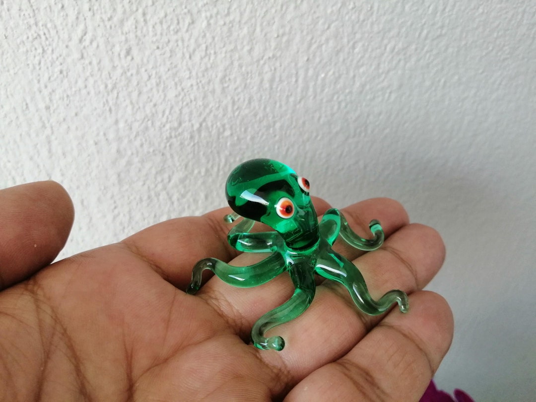 Glass Octopus Figurine, Blown Glass Octopus Ornament, Murano Octopus ...