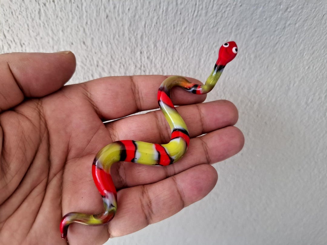 Glass Snake, Hand Blown Snake Figurine, Snake Ornament, Art Glass Snake ...