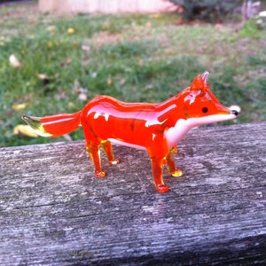 Glass Fox Figurine, Hand Blown Glass Fox, Miniature Fox, Murano Fox ...