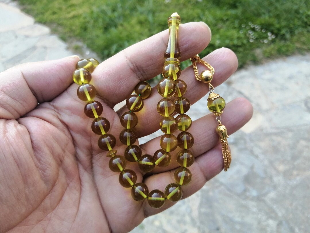 Amber Tasbih, Bakelite Amber Islamic Rosary, Bakelite Amber 33 Beads ...