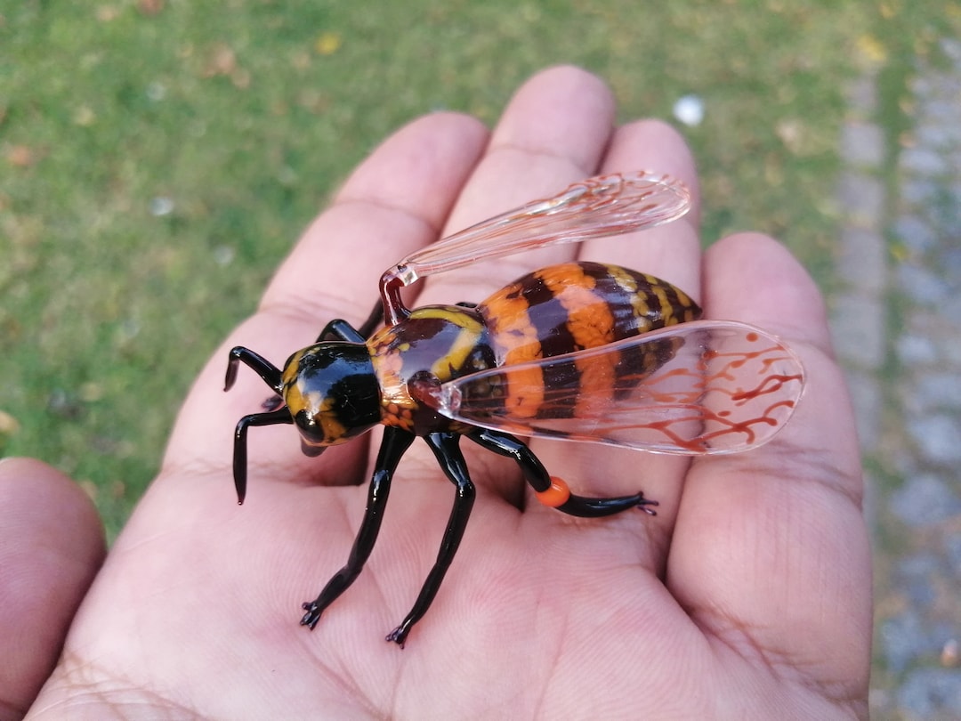 Glass Bee Figurine, Hand Blown Glass Bee, Glass Honey Bee, Glass Insect ...
