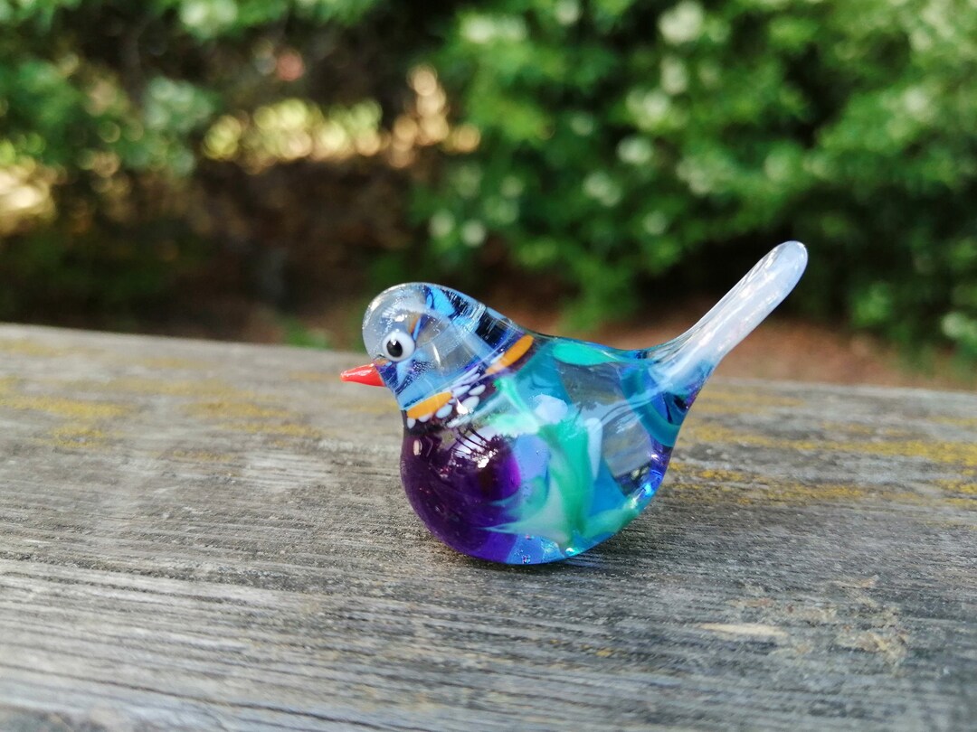 Glass Bird, Hand Blown Glass Bird Figurine, Glass Bird Ornament, Art ...