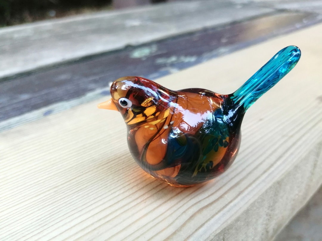 Glass Bird, Hand Blown Glass Bird Figurine, Glass Bird Ornament, Art ...
