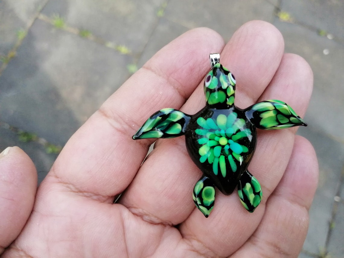 Glass Sea Turtle Pendant, Sea Turtle Jewelry, Glass Sea Animals, Sea ...