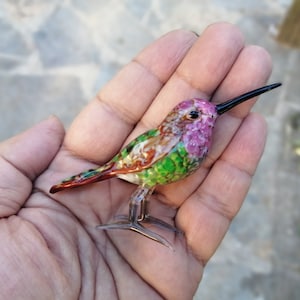 Glass Bird, Hand Blown Glass Hummingbird Figurine, Glass Bird Ornament ...