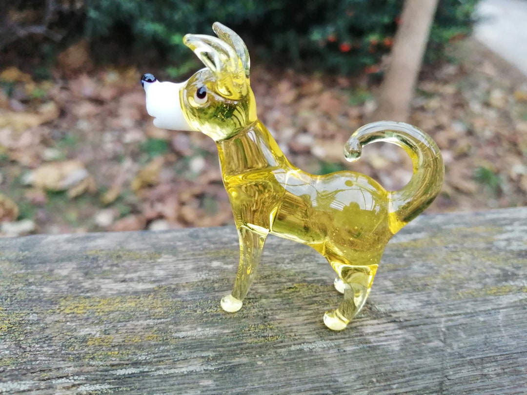 Glass Dog, Glass Dog Figurine, Hand Blown Glass Dog, Glass Animals ...