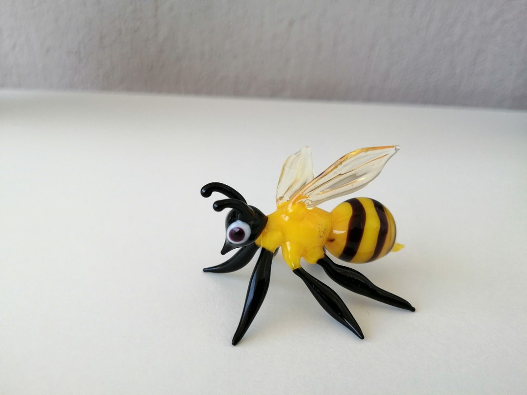 Glass Bee Figurine, Hand Blown Glass Bee, Glass Honey Bee, Glass Insect ...