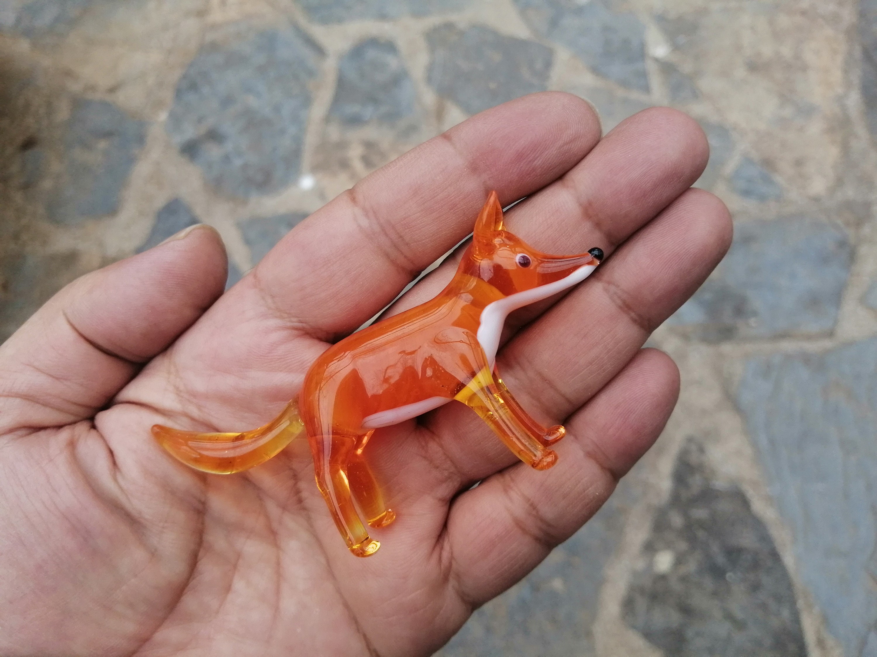Glass Fox Figurine Hand Blown Glass Fox Miniature Fox | Etsy