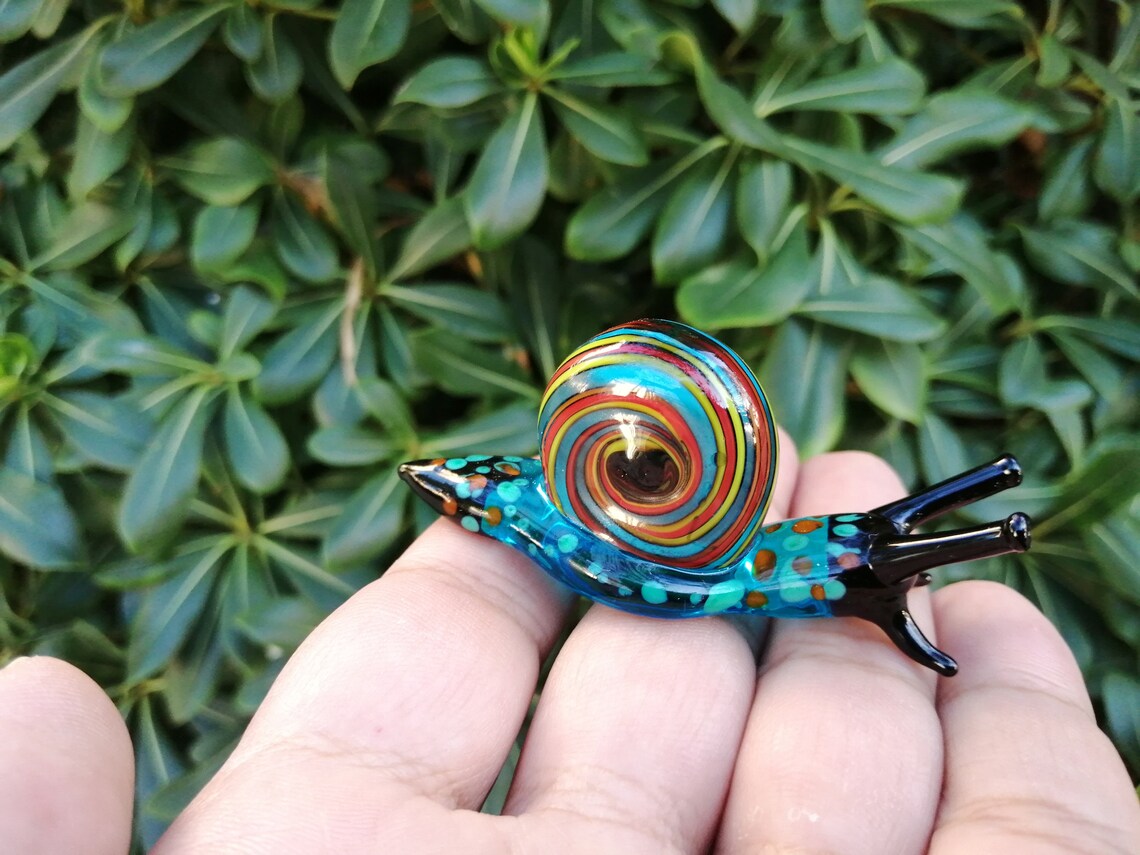 Glass Snail, Glass Snail Figurine, Miniature Snail, Glass Mollusc ...