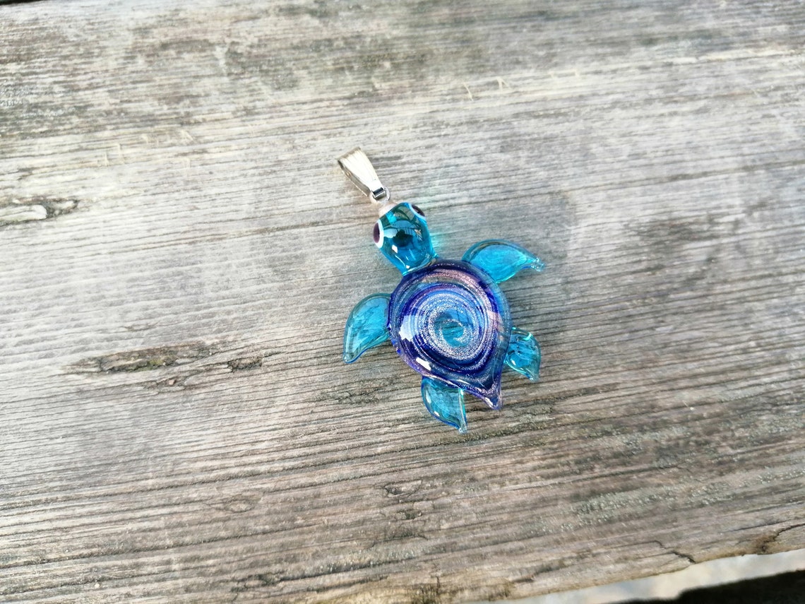 Glass Sea Turtle Pendant, Sea Turtle Jewelry, Glass Sea Animals, Sea ...