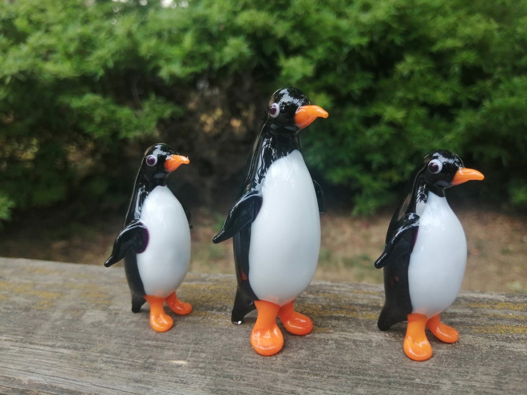 Glass Penguin, Hand Blown Penguin Figurine, Penguin Ornament, Art Glass ...