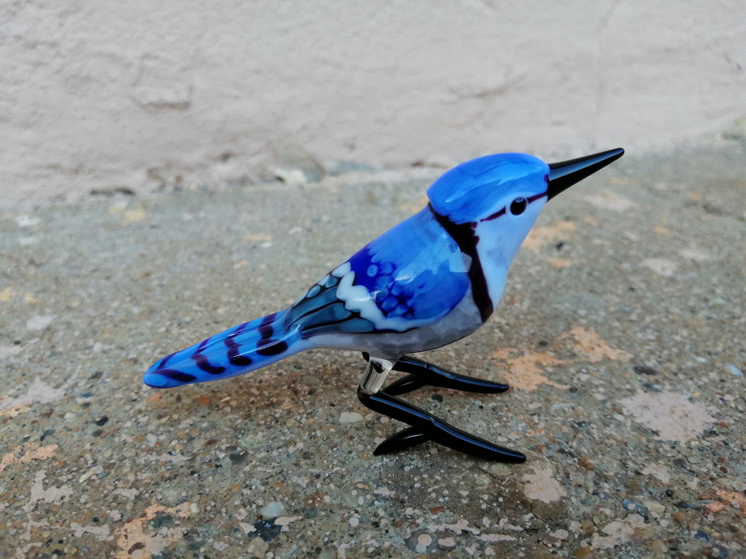 Glass Bird Glass Blue Jay Figurine Glass Blue Jay Ornament | Etsy