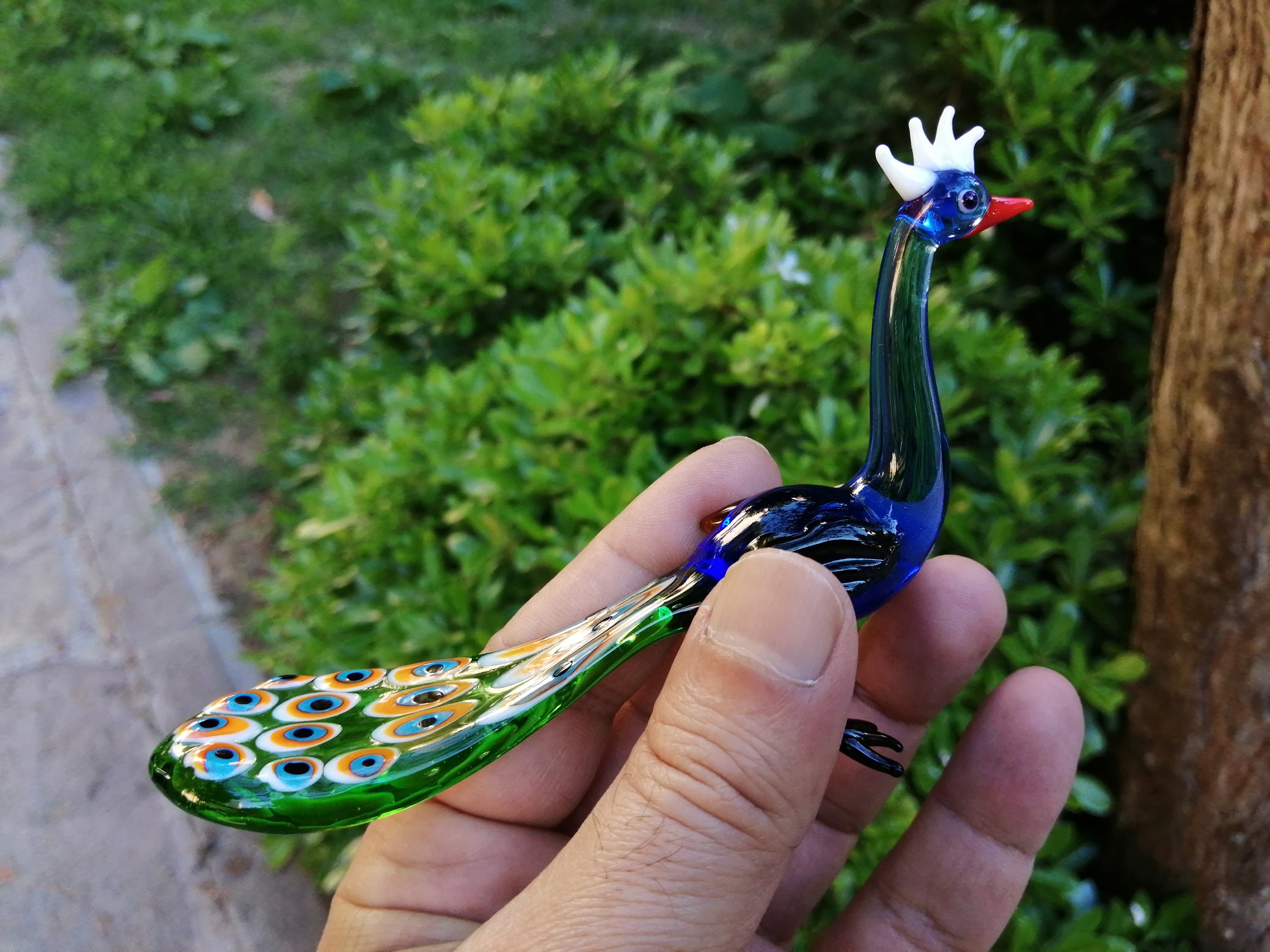 Glass peacock blown glass peacock figurine murano peacock | Etsy