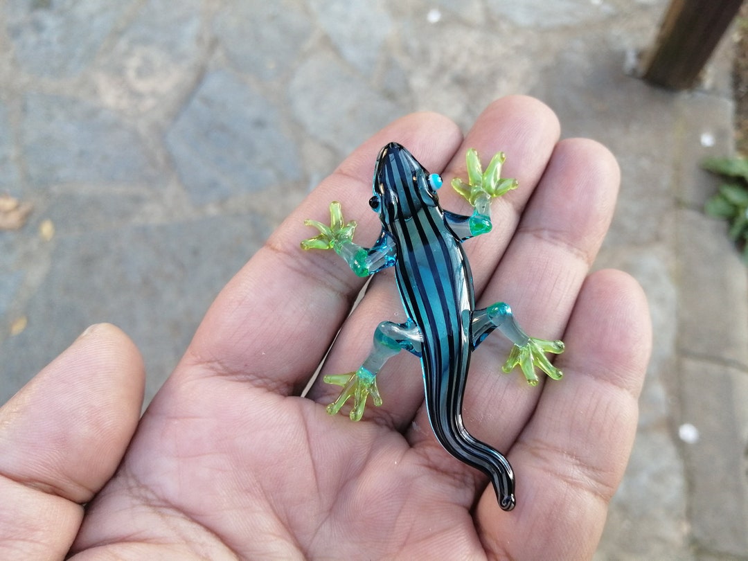 Glass Lizard, Miniature Lizard Figurine, Lizard Ornament, Murano Glass ...