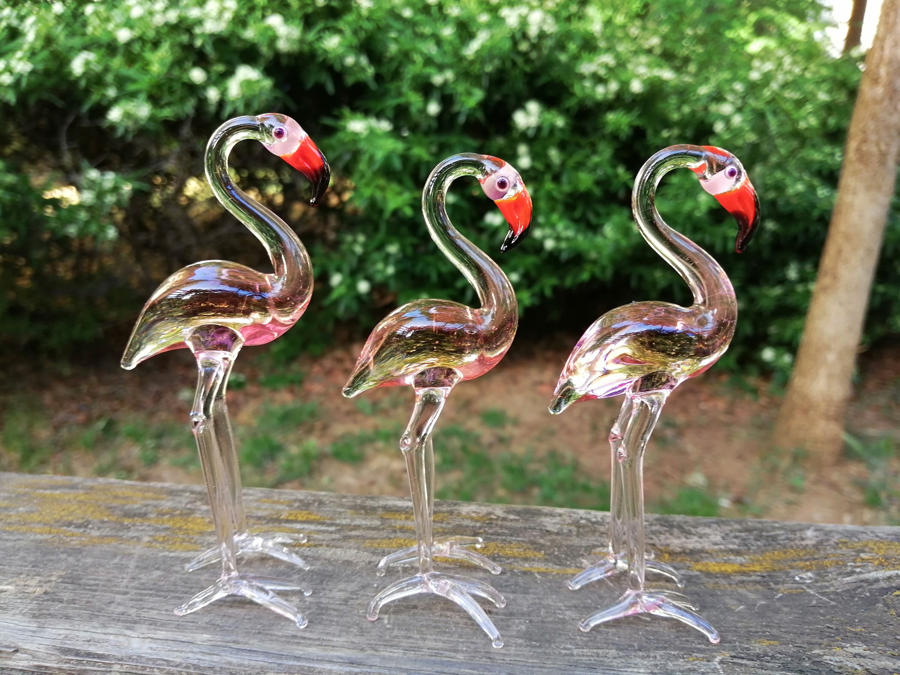 Glass Flamingo, Hand Blown Glass Bird Figurine, Glass Flamingo Ornament ...