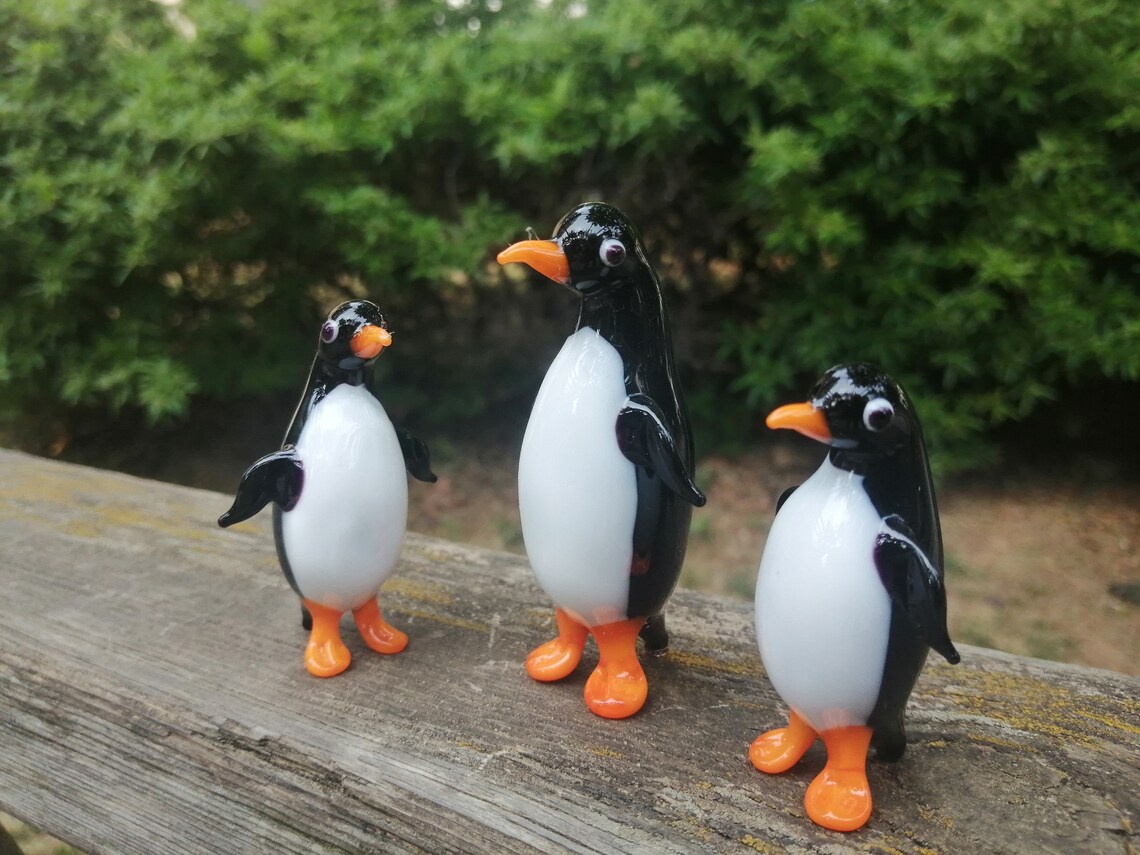 Glass Penguin, Hand Blown Penguin Figurine, Penguin Ornament, Art Glass ...