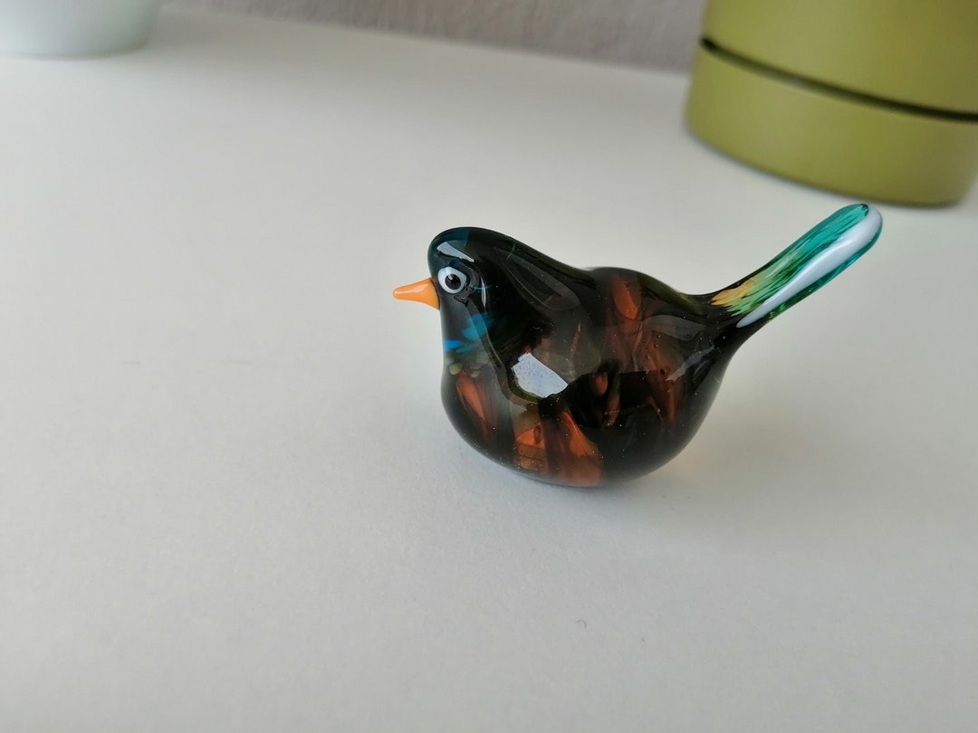 Glass Bird, Hand Blown Glass Bird Figurine, Glass Bird Ornament, Art ...