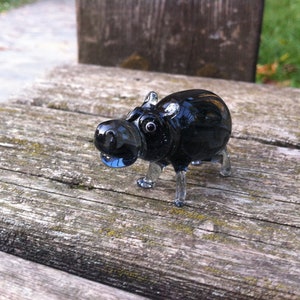 Glass Hippo, Blown Glass Hippo Figurine, Art Glass Hippo, Murano ...