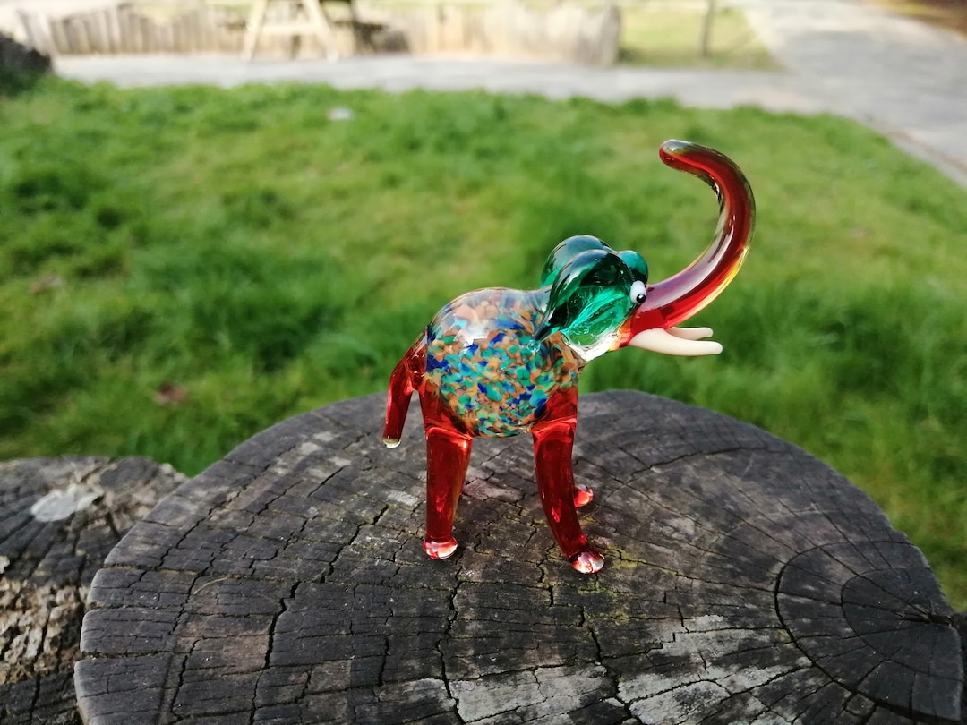 Glass Elephant, Blown Glass Elephant Figurine, Glass Elephant Sculpture ...