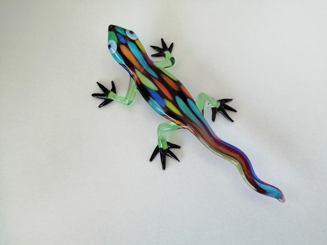 Glass Lizard Figurine, Glass Lizard Ornament, Murano Glass Lizard ...
