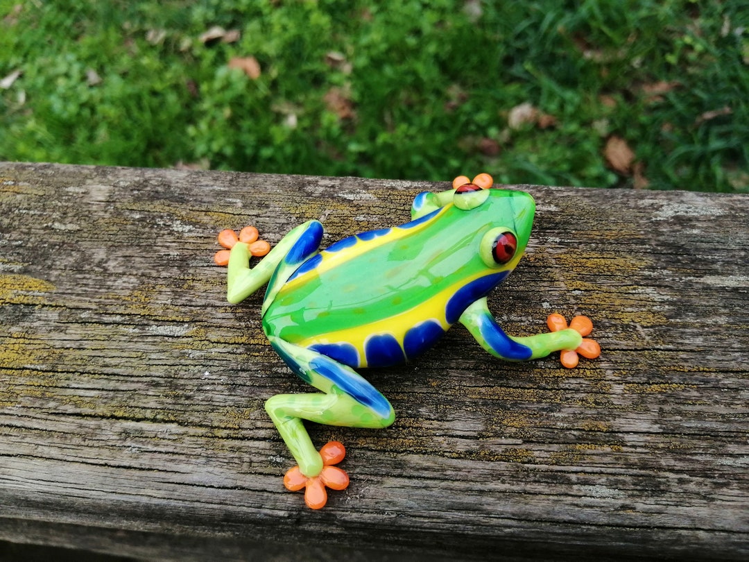 Glass Frog, Hand Blown Glass Frog Figurine, Frog Ornament, Murano Frog ...