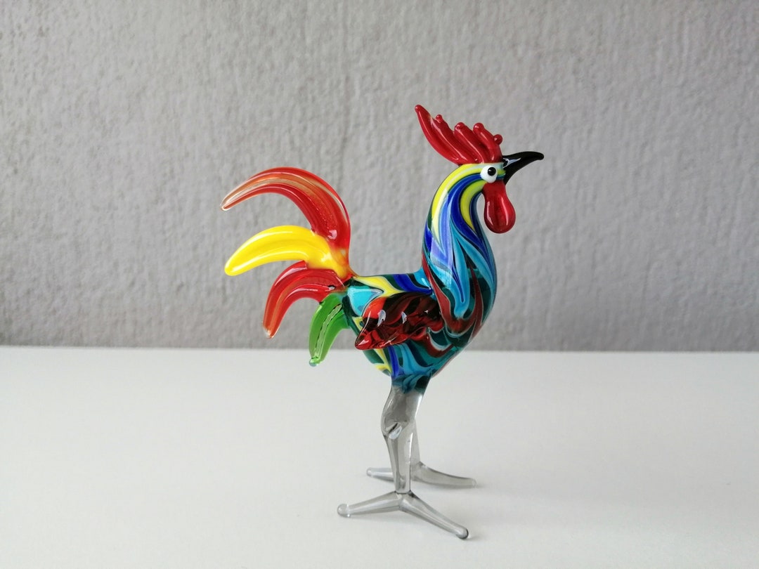 Glass Rooster, Rooster Figurine, Glass Rooster Ornament, Glass Animals ...