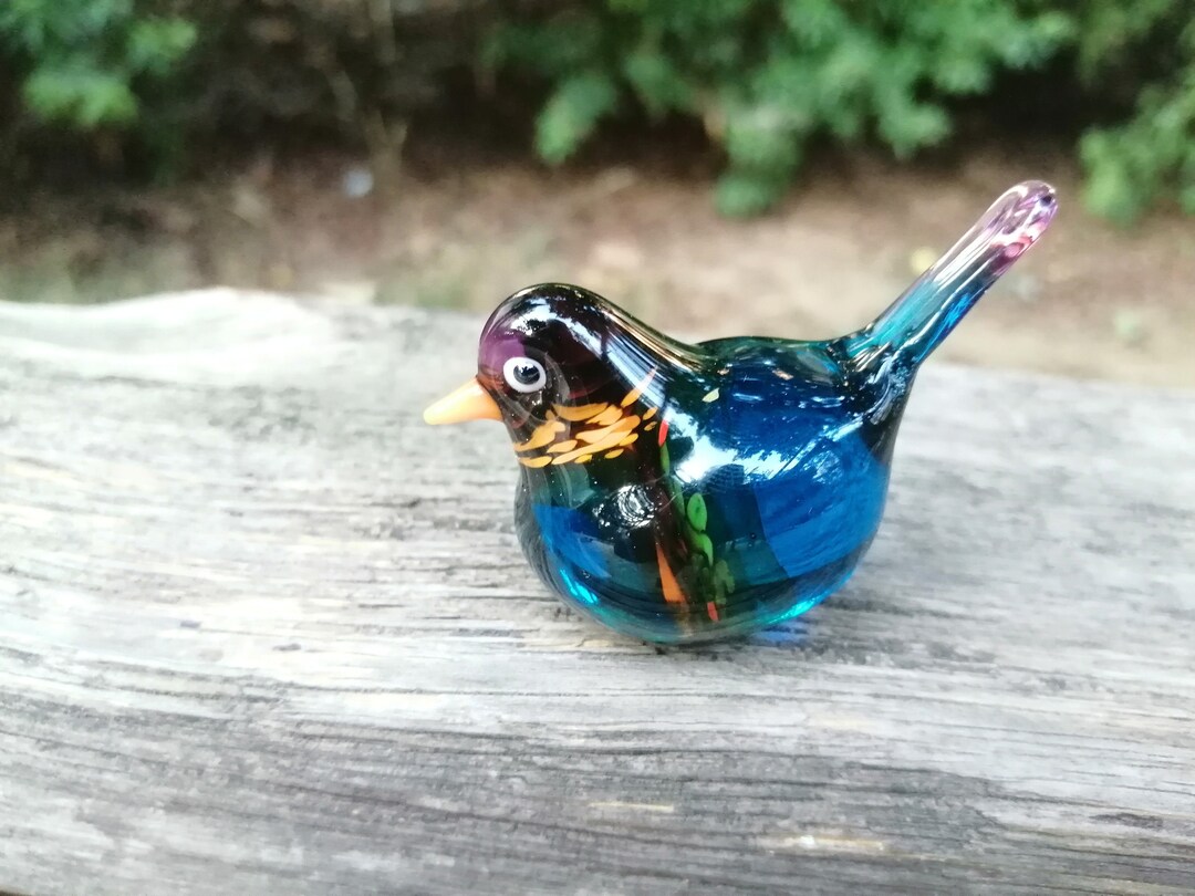 Glass Bird, Hand Blown Glass Bird Figurine, Glass Bird Ornament, Art ...