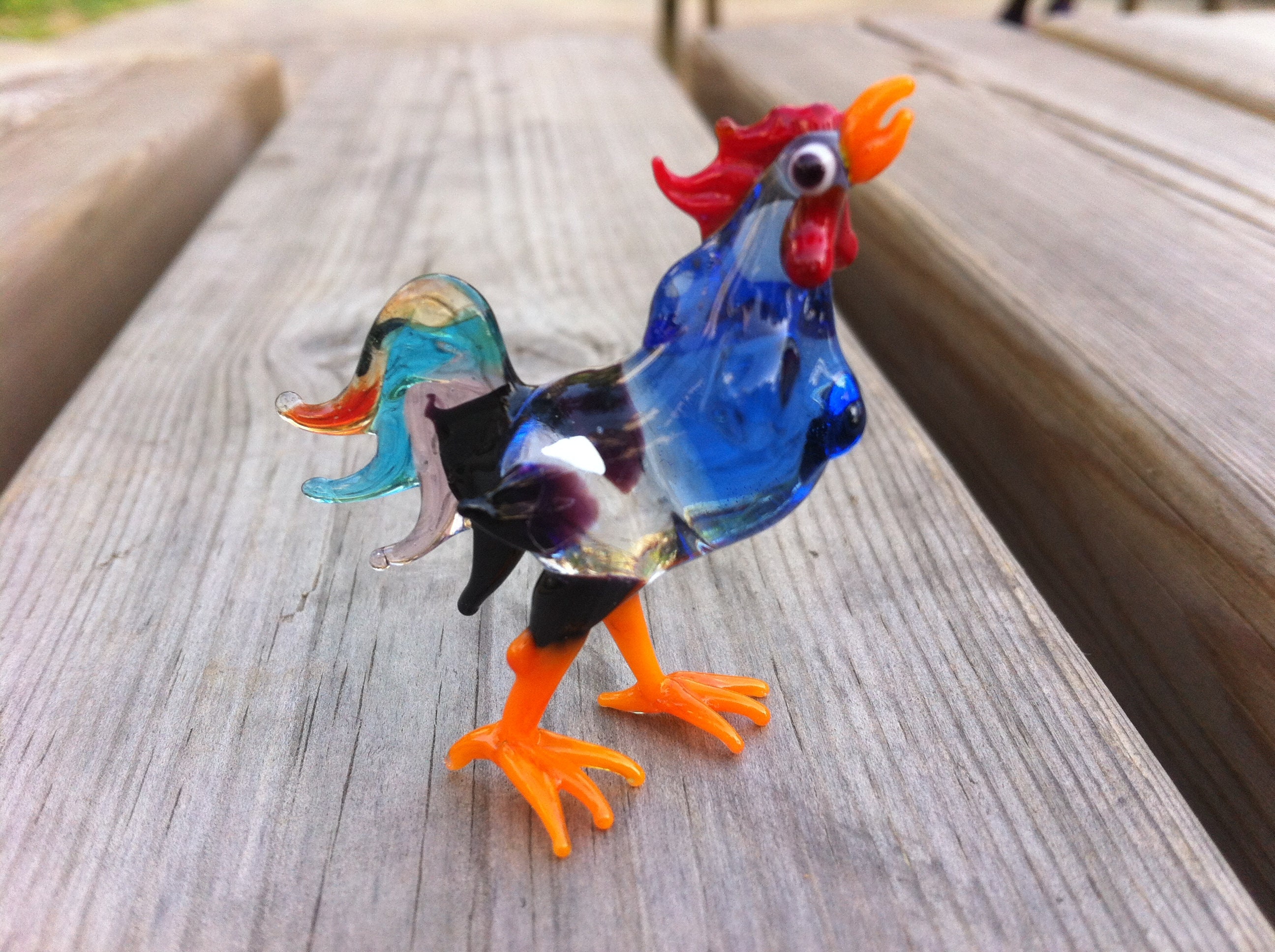 Glass Rooster Figurine Hand Blown Glass Rooster Miniature | Etsy
