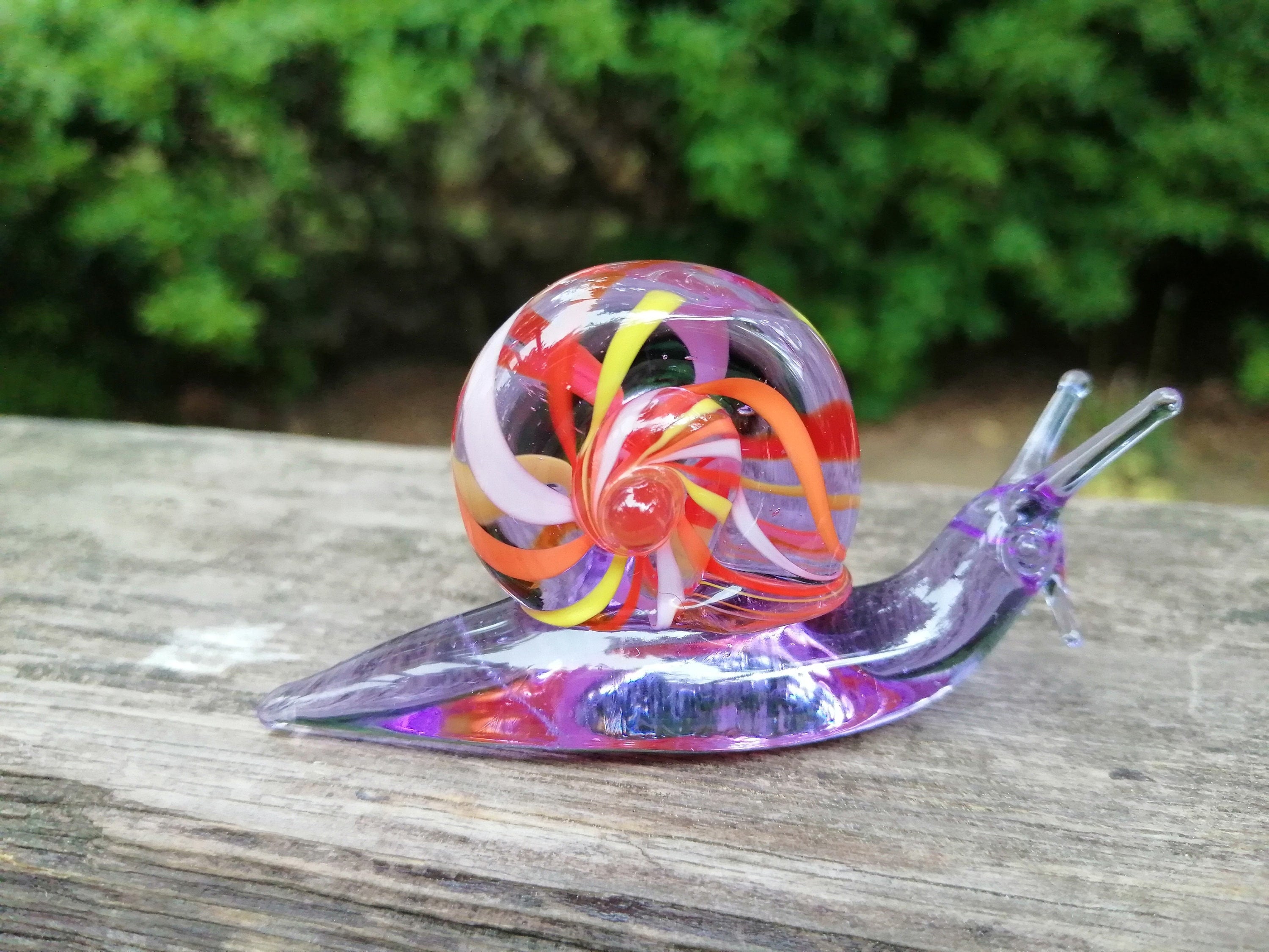 Glass Snail, Glass Snail Figurine, Miniature Snail, Glass Mollusc ...