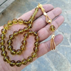 Amber Tasbih, Bakelite Amber Islamic Rosary, Bakelite Amber 33 Beads ...