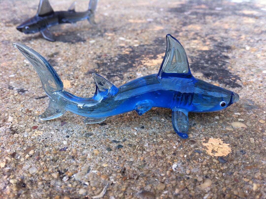 Glass Shark Figurine, Blown Glass Shark, Miniature Shark, Murano Shark ...