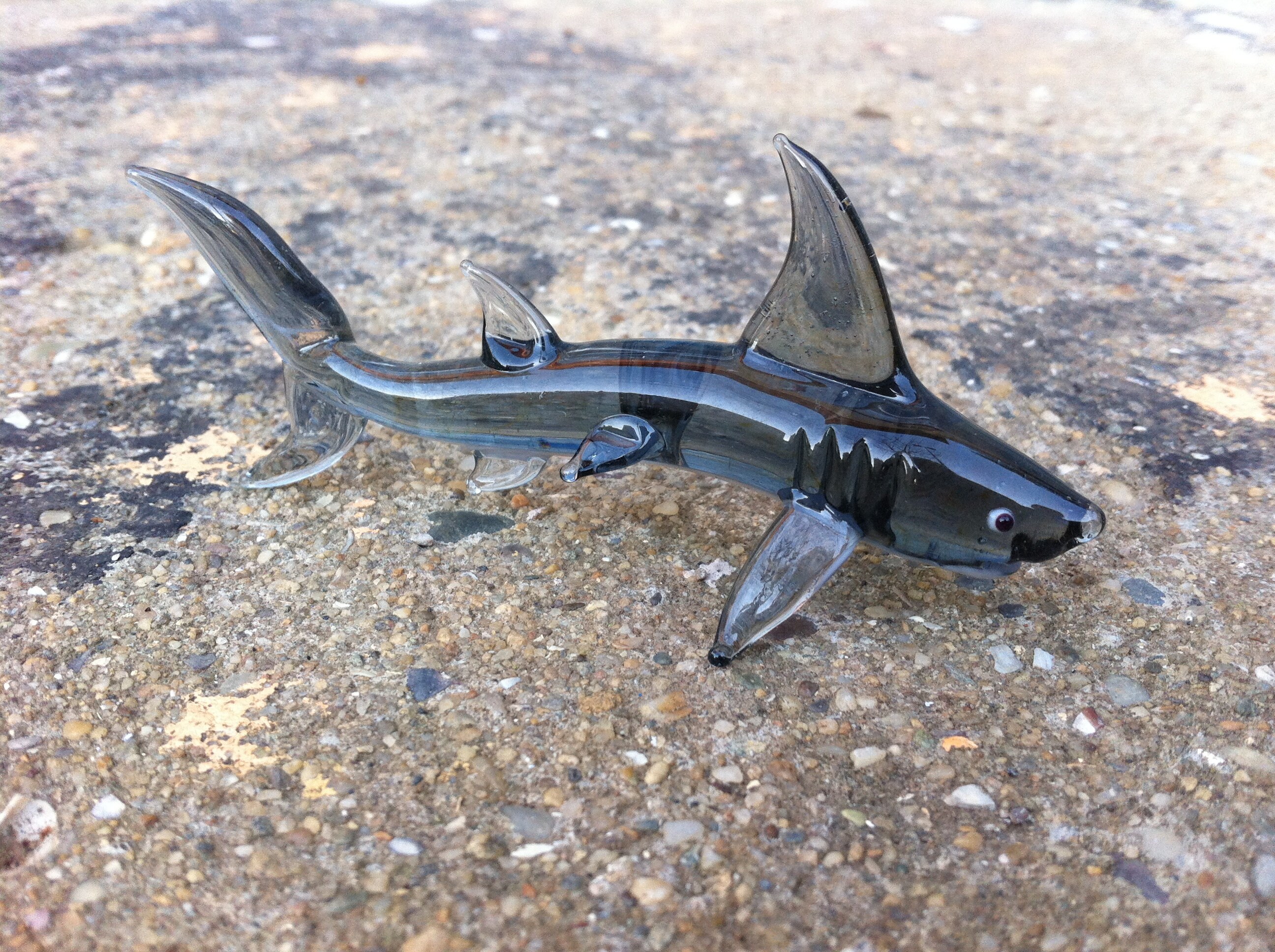 Glass Shark Figurine, Blown Glass Shark, Miniature Shark, Murano Shark ...