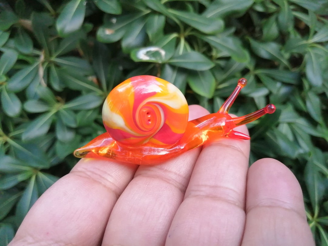 Glass Snail, Glass Snail Figurine, Miniature Snail, Glass Mollusc ...