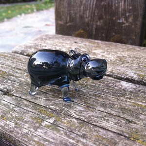 Glass Hippo, Blown Glass Hippo Figurine, Art Glass Hippo, Murano ...