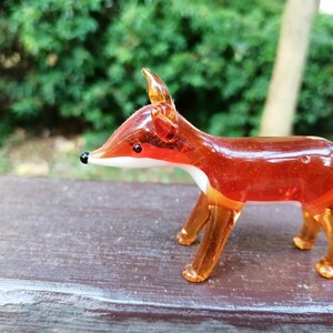 Glass Fox Figurine, Hand Blown Glass Fox, Miniature Fox, Murano Fox ...