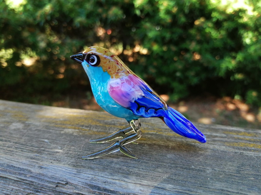 Glass Bird, Hand Blown Glass Bird Figurine, Glass Bird Ornament, Art ...