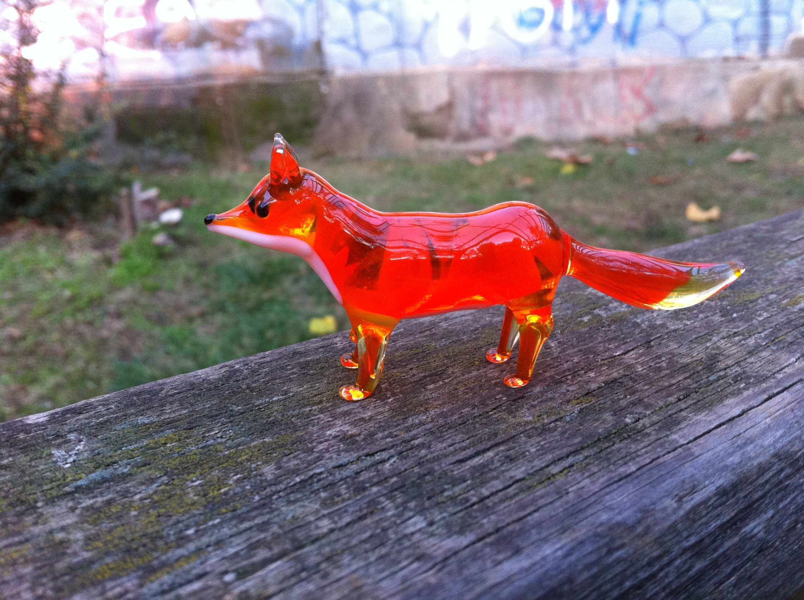 Glass Fox Figurine Hand Blown Glass Fox Miniature Fox - Etsy
