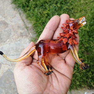 Glass Lion, Hand Blown Glass Lion Figurine, Art Glass Lion, Murano ...