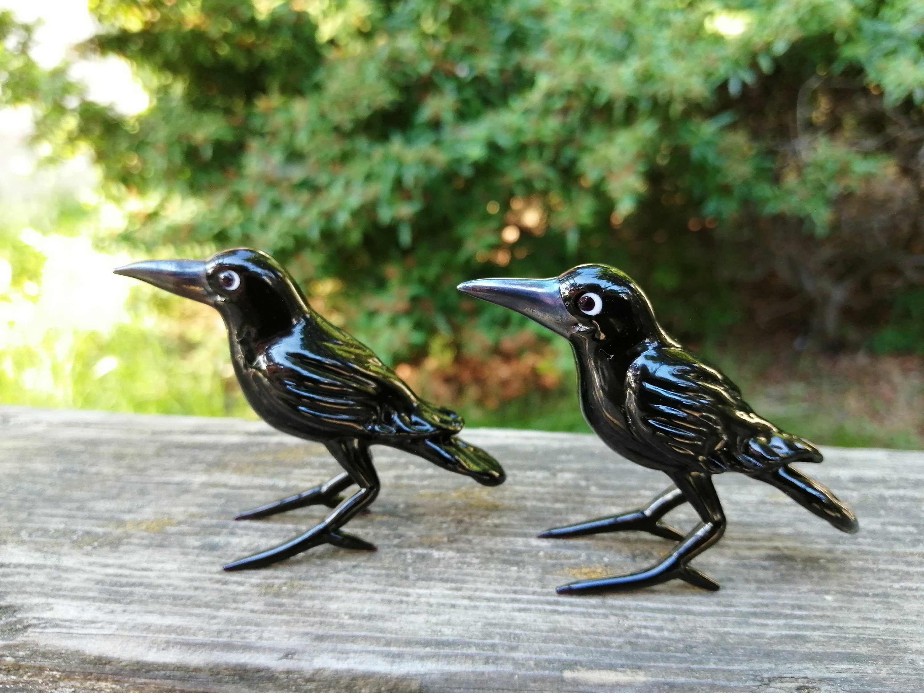 Glass Crow Hand Blown Glass Bird Figurine Glass Crow - Etsy