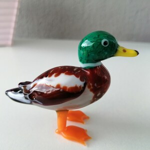 Glass Duck, Hand Blown Glass Duck Figurine, Glass Mallard Duck Ornament ...