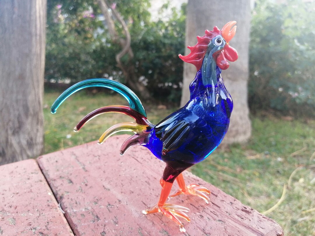 Glass Rooster, Rooster Figurine, Glass Rooster Ornament, Glass Animals ...