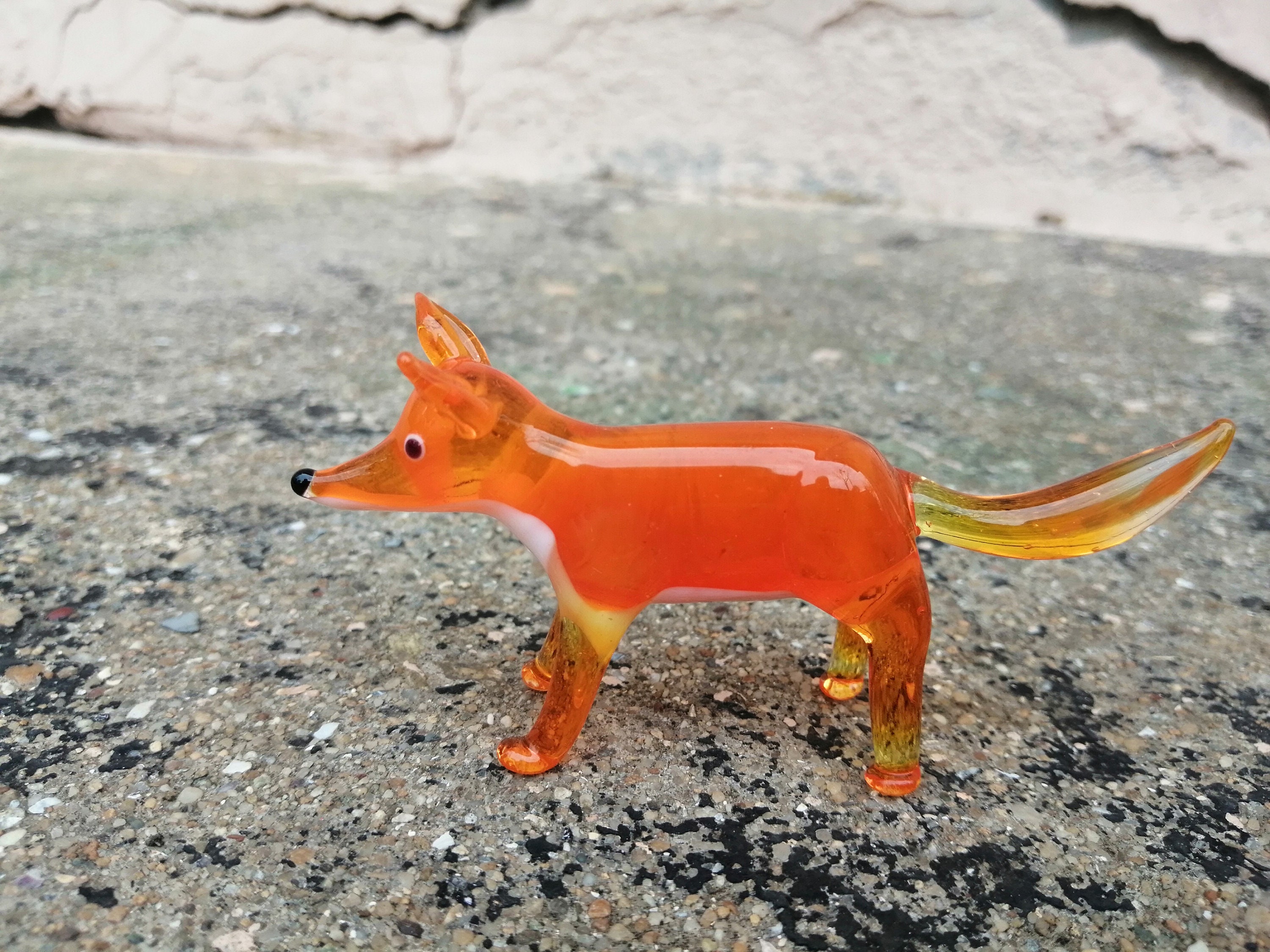 Glass Fox Figurine Hand Blown Glass Fox Miniature Fox | Etsy