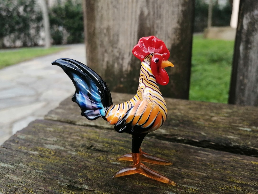 Glass Rooster, Rooster Figurine, Glass Rooster Ornament, Glass Animals ...