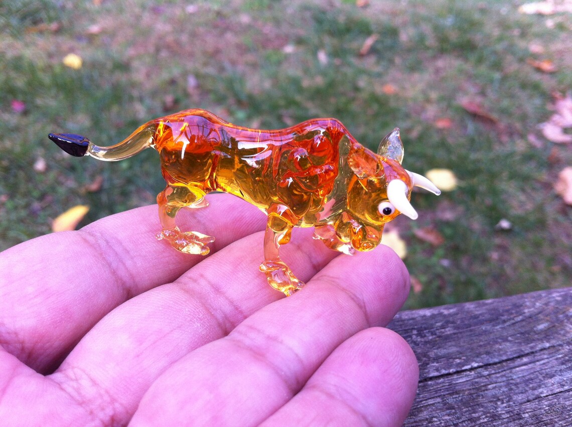 Glass Bull Hand Blown Glass Bull Figurine Art Glass Bull - Etsy