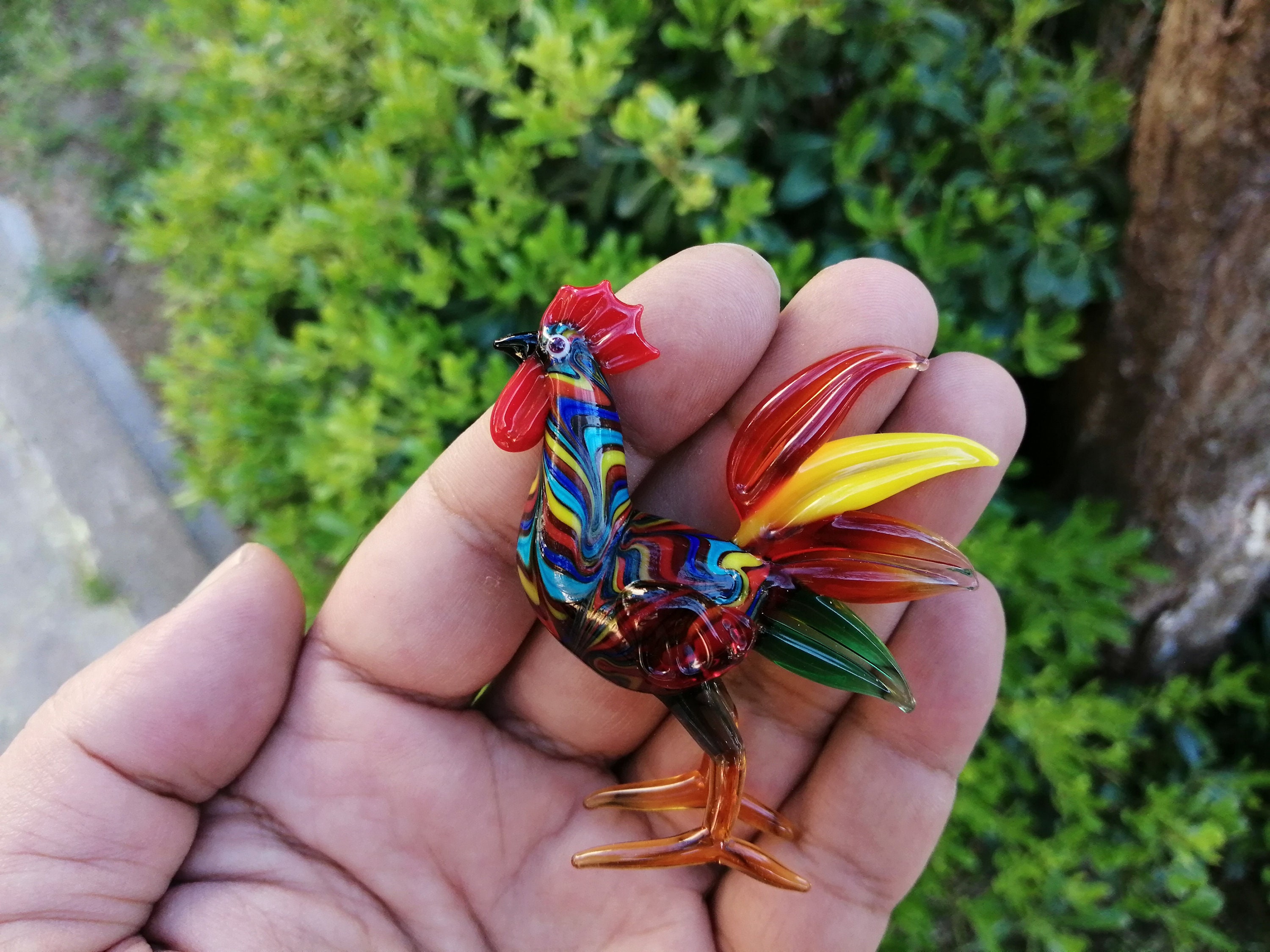 Glass Rooster Rooster Figurine Glass Rooster Ornament Glass - Etsy