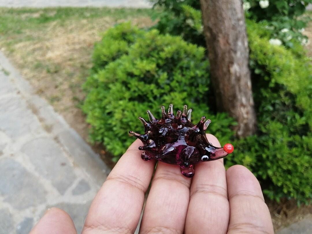 Glass Hedgehog Figurine, Hand Blown Glass Hedgehog, Miniature Hedgehog ...