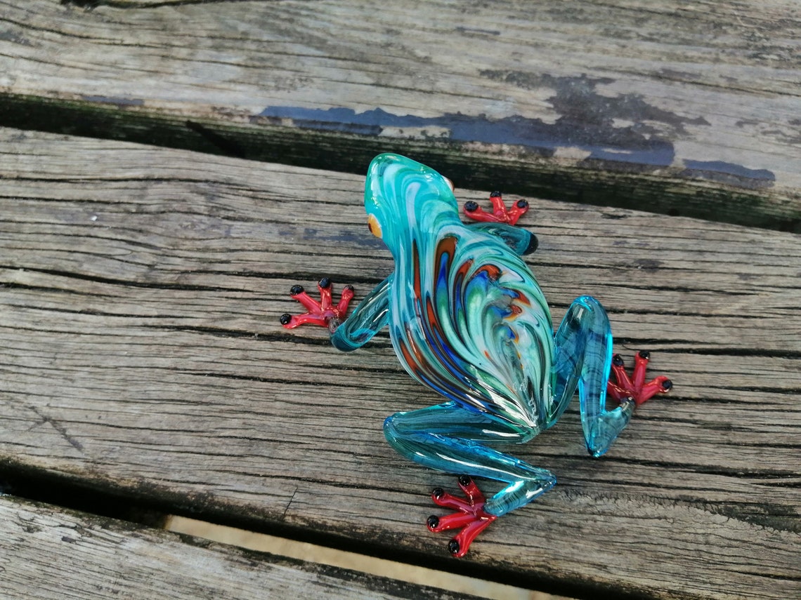 Glass Frog, Hand Blown Glass Frog Figurine, Frog Ornament, Murano Frog ...
